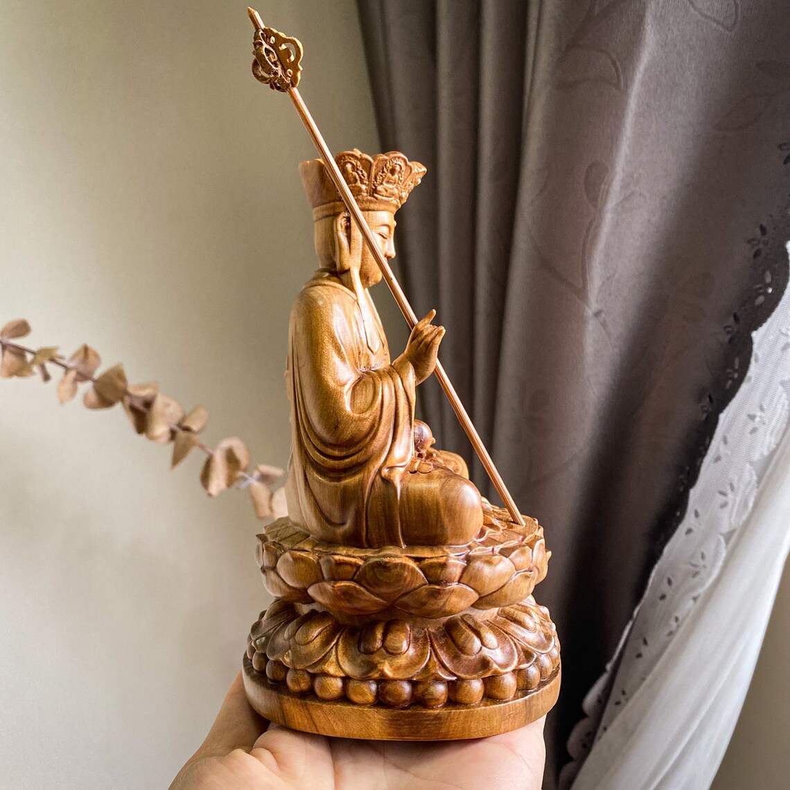 Wooden Sitting Ksitigarbha Bodhisattva Statue Dizang Statue - Etsy