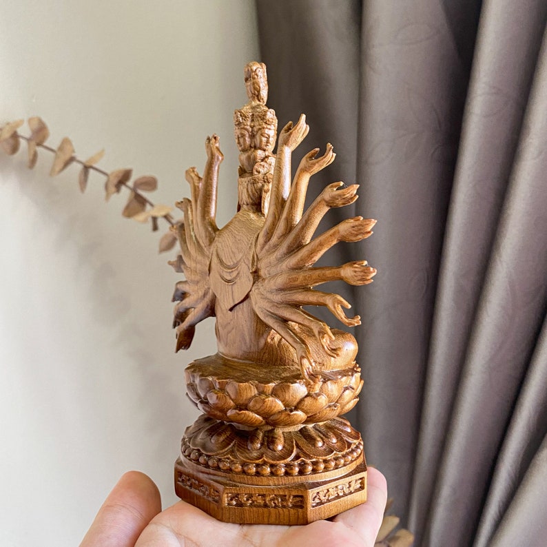 Thousand Hands Guan Yin Bodhisattva Statue Sitting on Lotus - Etsy