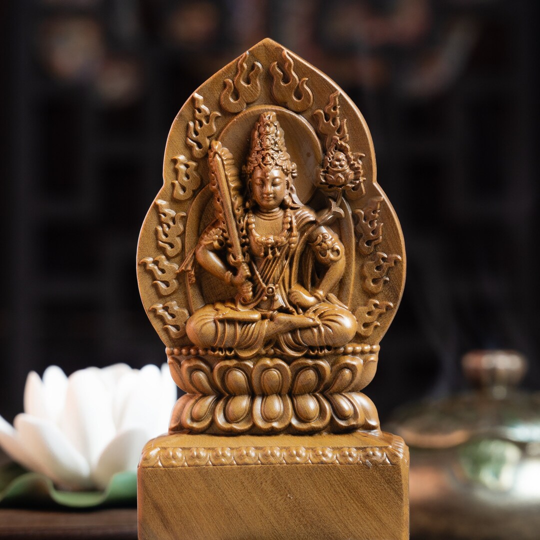 Double-sided Akasagarbha Bodhisattva Statue, Wooden Buddha Statue 6 ...