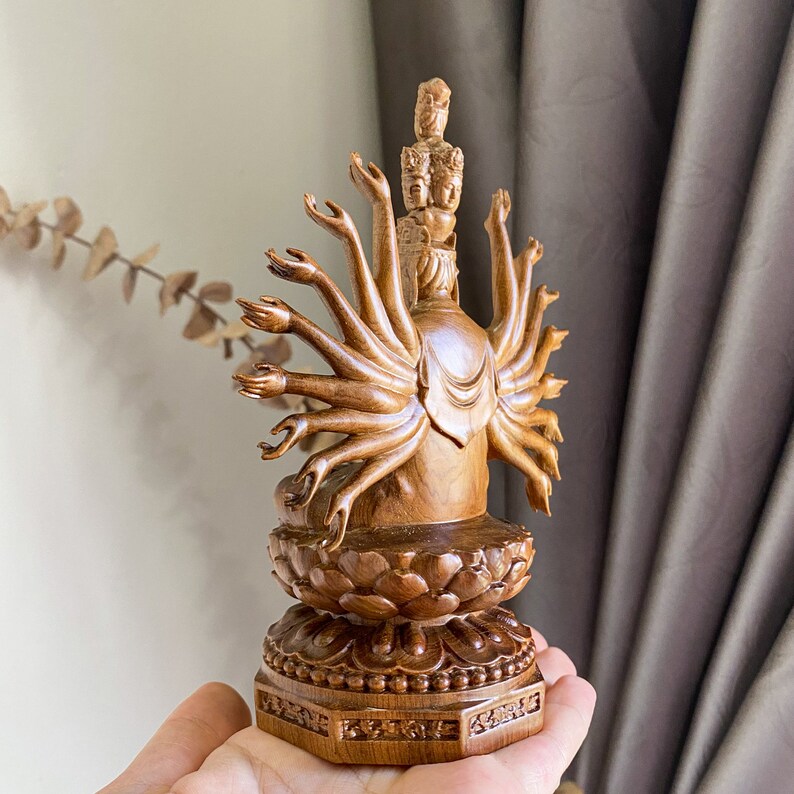 Thousand Hands Guan Yin Bodhisattva Statue Sitting on Lotus - Etsy