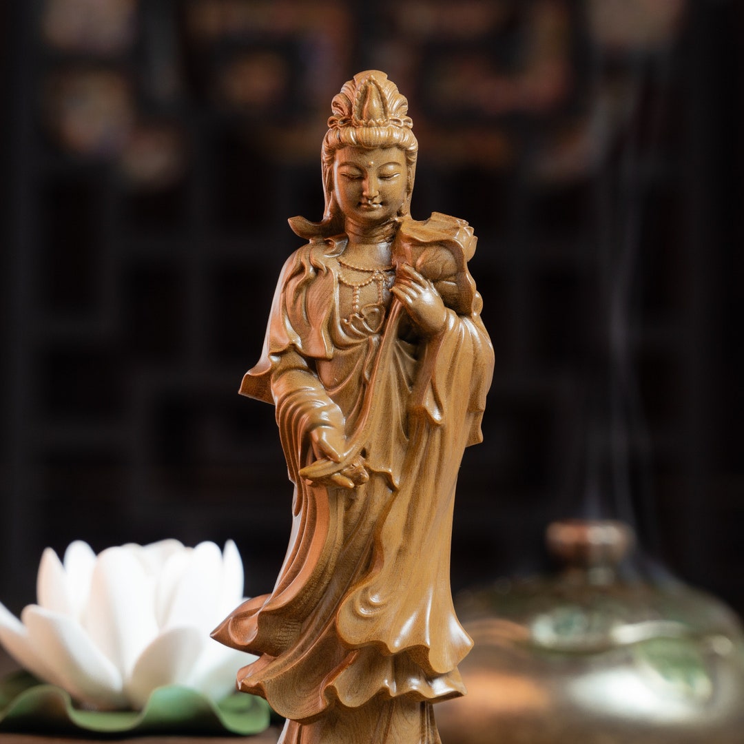 Mahasthamaprapta Bodhisattva Statue, Wooden Feng Shui Statue 8" High ...