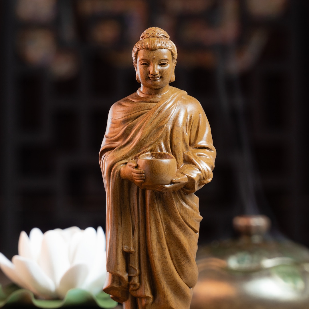 Sculpture Standing Buddha Holding Alms Bowl, Shakyamuni Buddha ...
