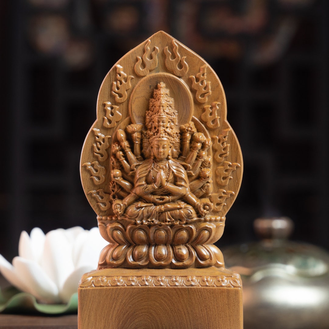Double-sided Thousand Hands Guan Yin Bodhisattva Statue Sitting on ...