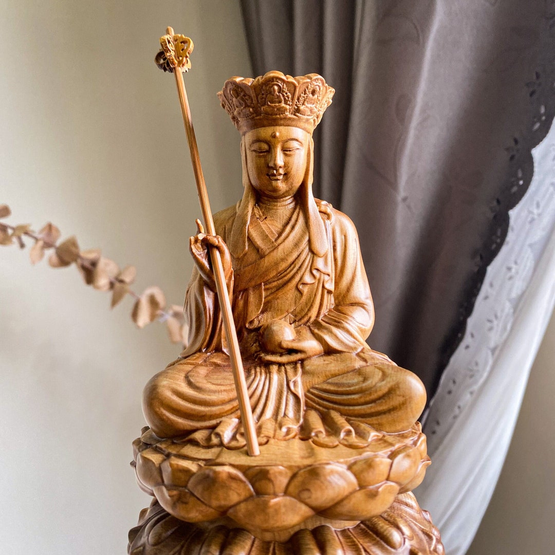 Wooden Sitting Ksitigarbha Bodhisattva Statue Dizang Statue - Etsy