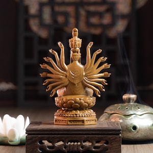 Thousand Hands Guan Yin Bodhisattva Statue Sitting on Lotus, Thousand ...