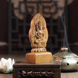 Double-sided Akasagarbha Bodhisattva Statue, Wooden Buddha Statue 6 ...