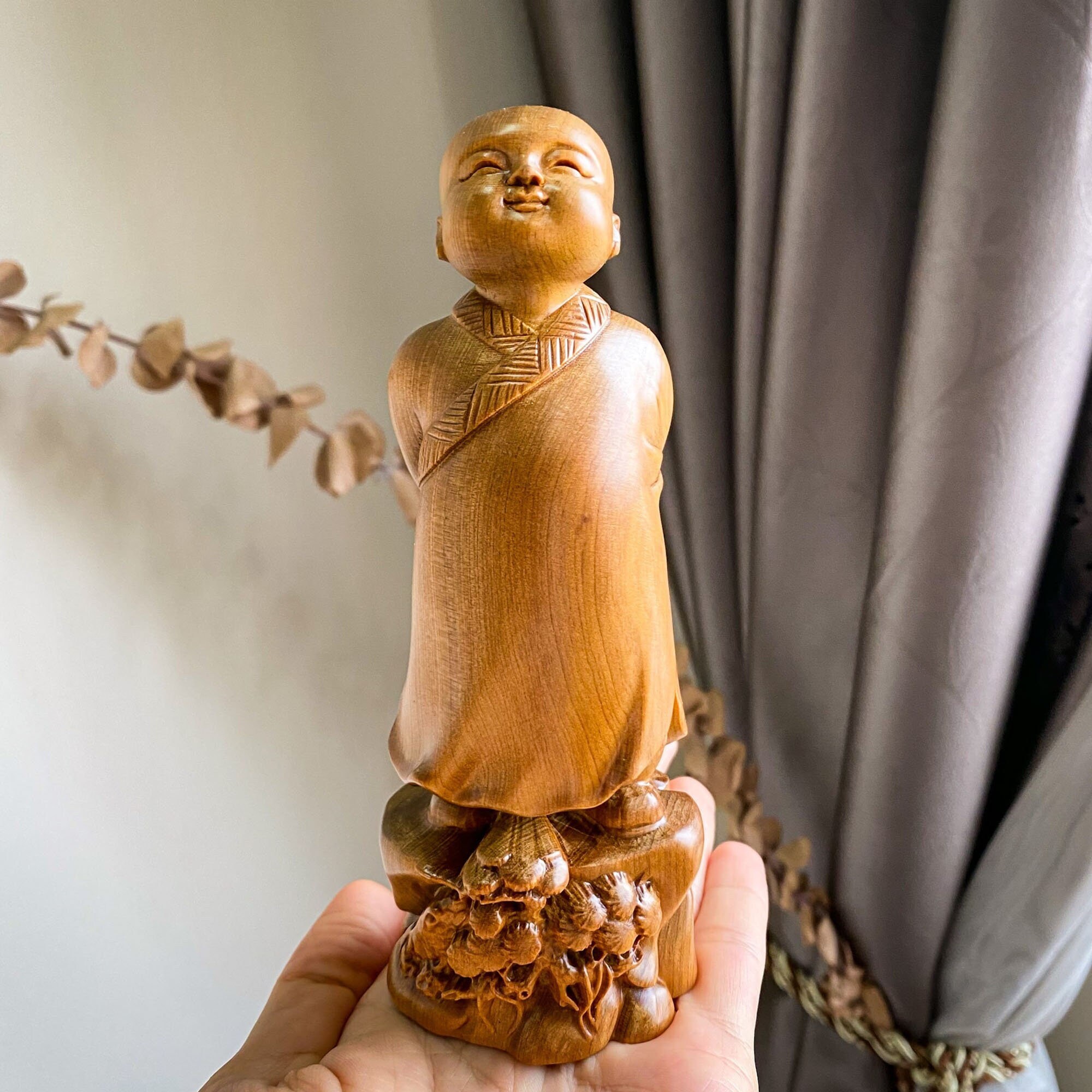 Little Monk Statue Wooden Buddha Statue Lucky Buddha - Etsy Australia