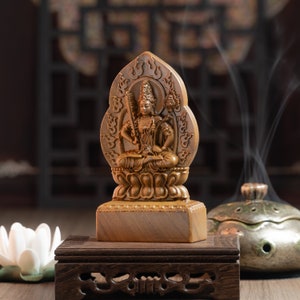 Double-sided Akasagarbha Bodhisattva Statue, Wooden Buddha Statue 6 ...