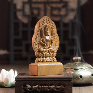 Double-sided Akasagarbha Bodhisattva Statue, Wooden Buddha Statue 6 ...