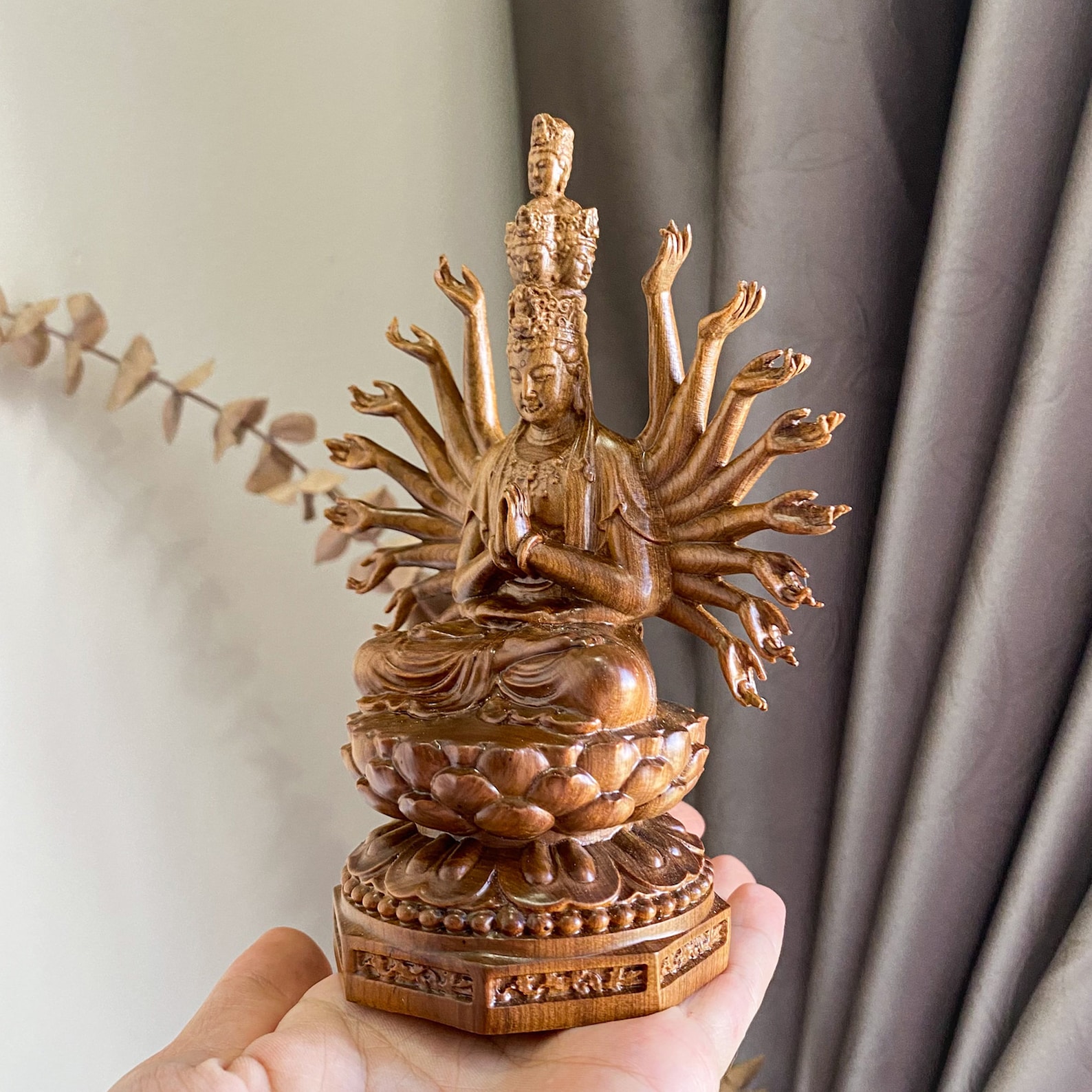 Thousand Hands Guan Yin Bodhisattva Statue Sitting on Lotus - Etsy