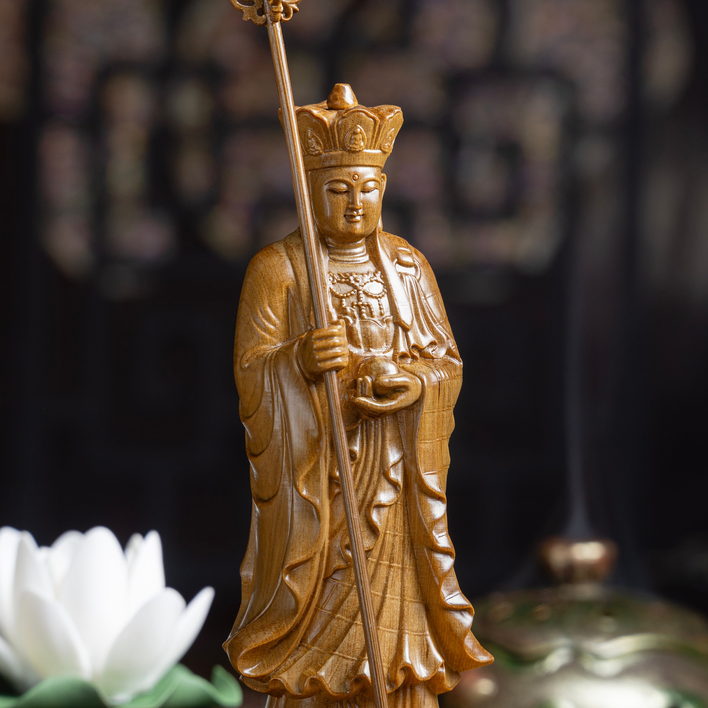 Standing Ksitigarbha Bodhisattva Statue, Dizang Statue Feng Shui ...