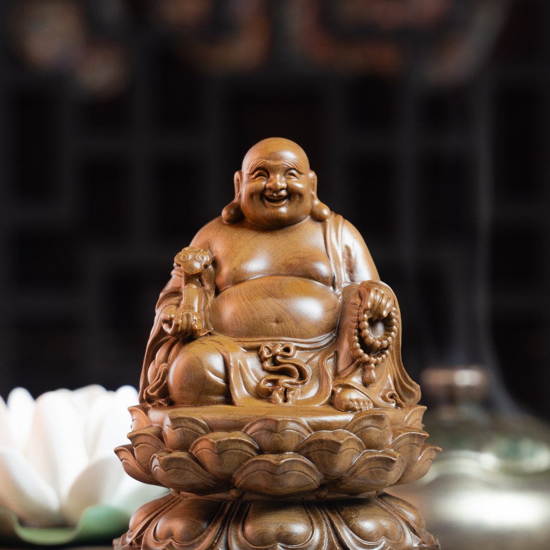 Happy Buddha Laughing Buddha Statue, Maitreya Buddha, Wooden Buddha ...