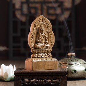 Double-sided Acala Bodhisattva Statue, Wooden Fudo Myoo Statue 6" High ...