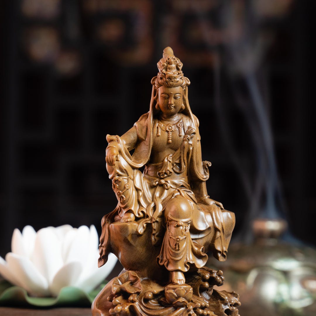 Wooden Guan Yin Bodhisattva Statue, Kwan Yin, Quan Yin, Kuan Yin Buddha ...