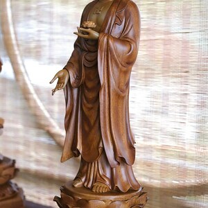 Standing Amitabha Buddha Statue, Wooden Feng Shui Statue 24" High ...