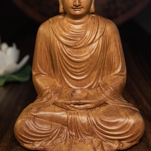 Wooden Sitting Gautama Buddha Statue, Shakyamuni Meditating Buddha ...