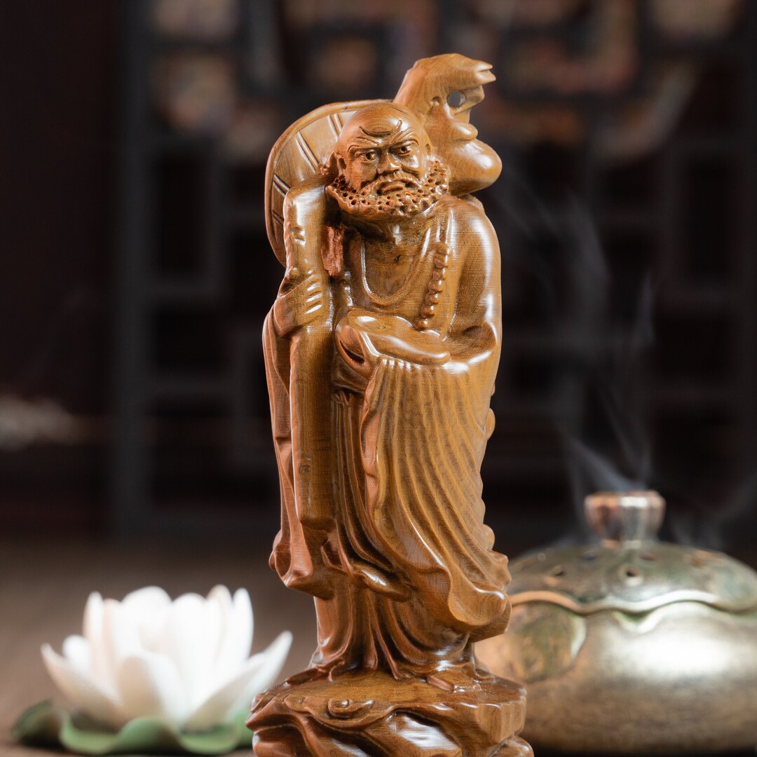 Standing Bodhidharma Statue, Buddhist Art Feng Shui Statue 8" High ...