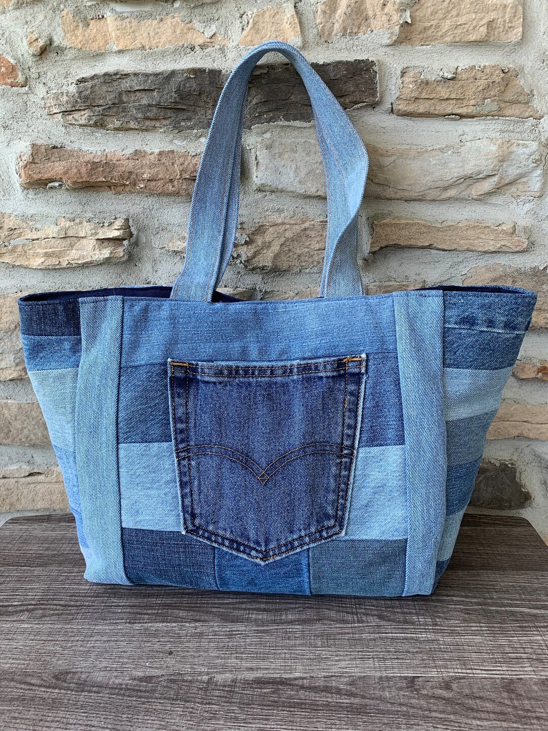 Upcycled Jeans Bag, Reclaimed Denim Tote, Vintage Inspired, Versatile ...