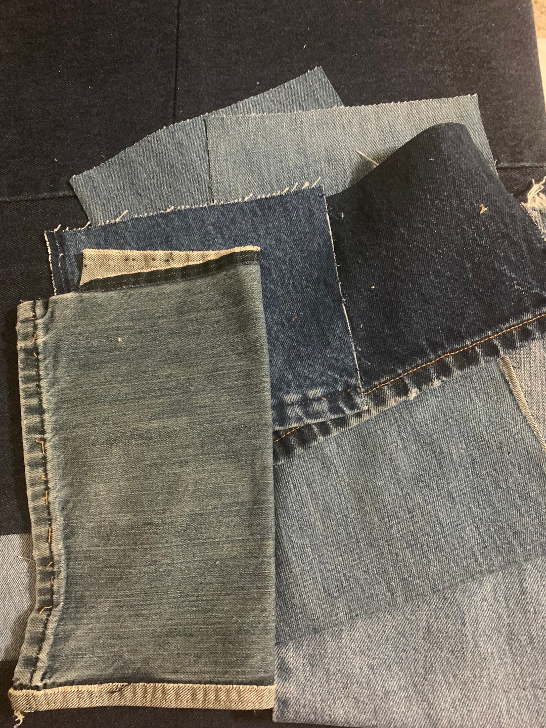 Reclaimed Denim Bundle, Vintage Jean Scraps for Creative Projects ...