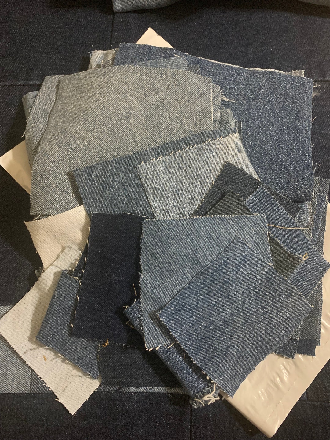 Reclaimed Denim Bundle, Vintage Jean Scraps for Creative Projects ...