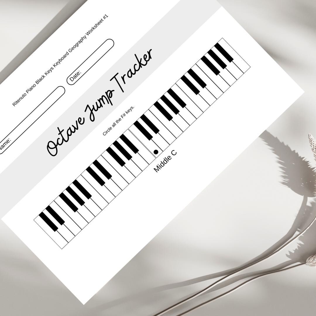 Piano Keyboard Geography Worksheets: Octave Jump Tracker (12 Printable ...