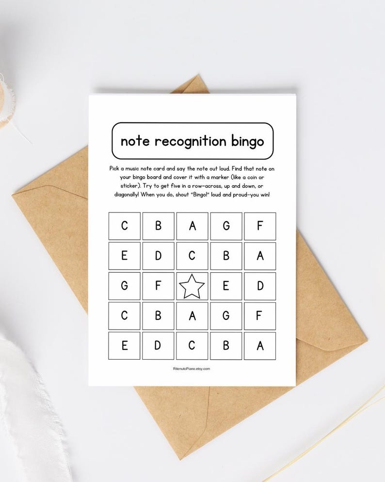 30 Music Note Bingo Cards – Printable Music Game for Kids – Piano Note ...