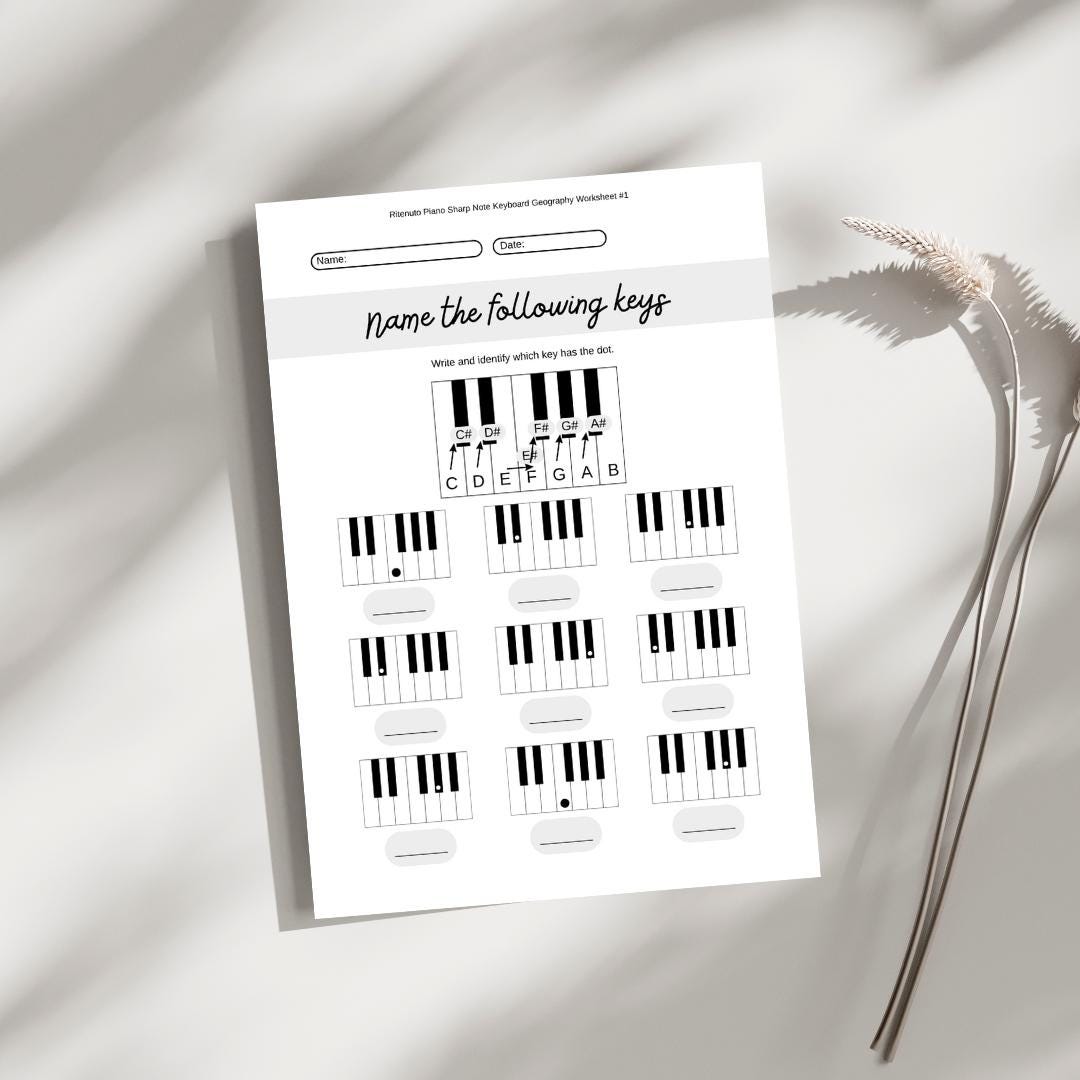 Sharp Notes Piano Keyboard Worksheets Bundle | 10 Printable Pages ...
