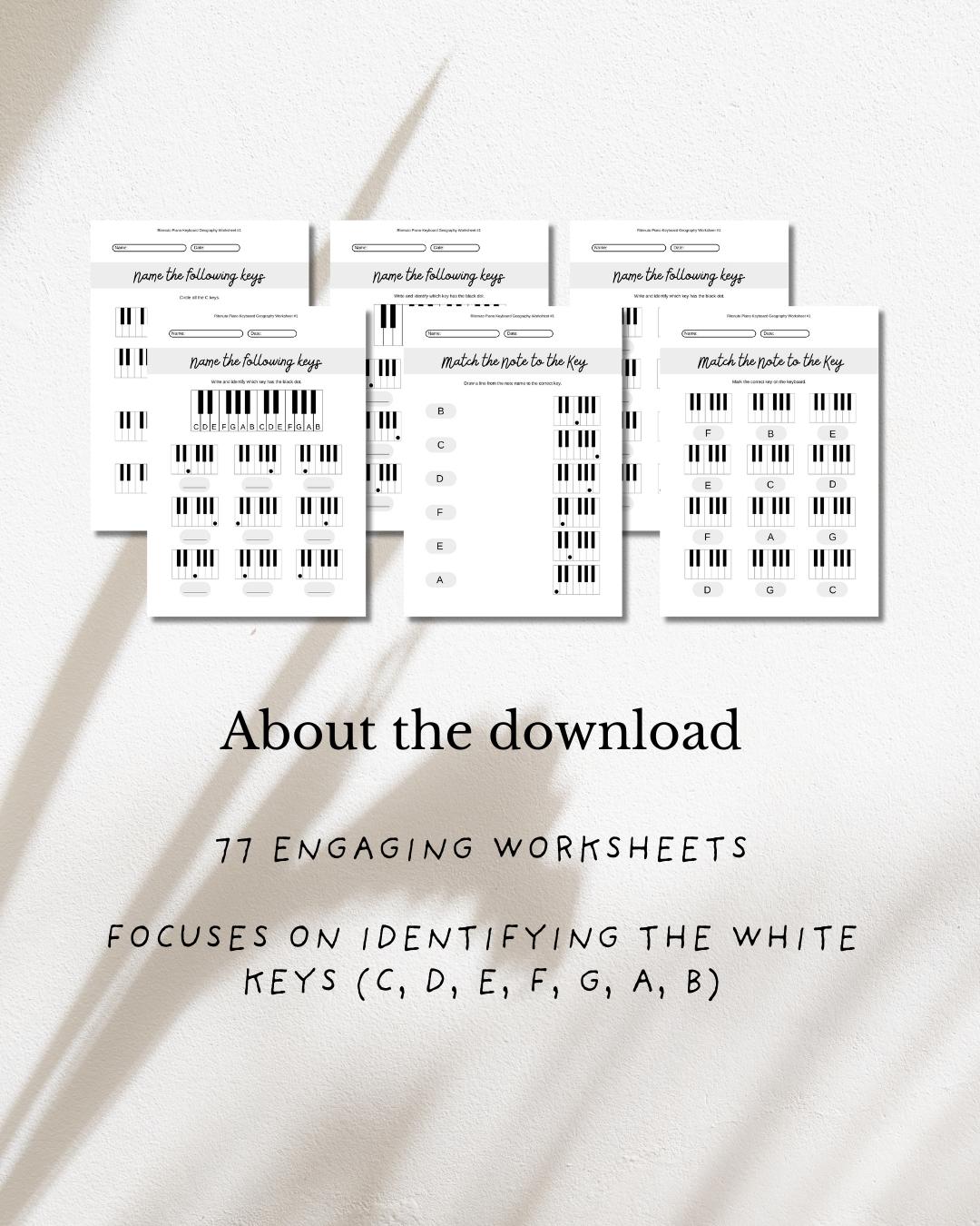 77 Piano Worksheets for Kids – Keyboard Geography PDF – Note Names ...