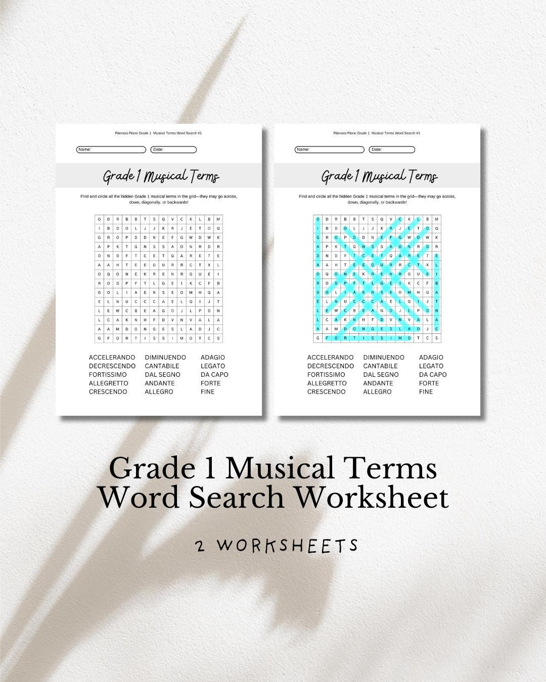 ABRSM Grade 1 Music Terms Word Search – Printable Music Theory ...