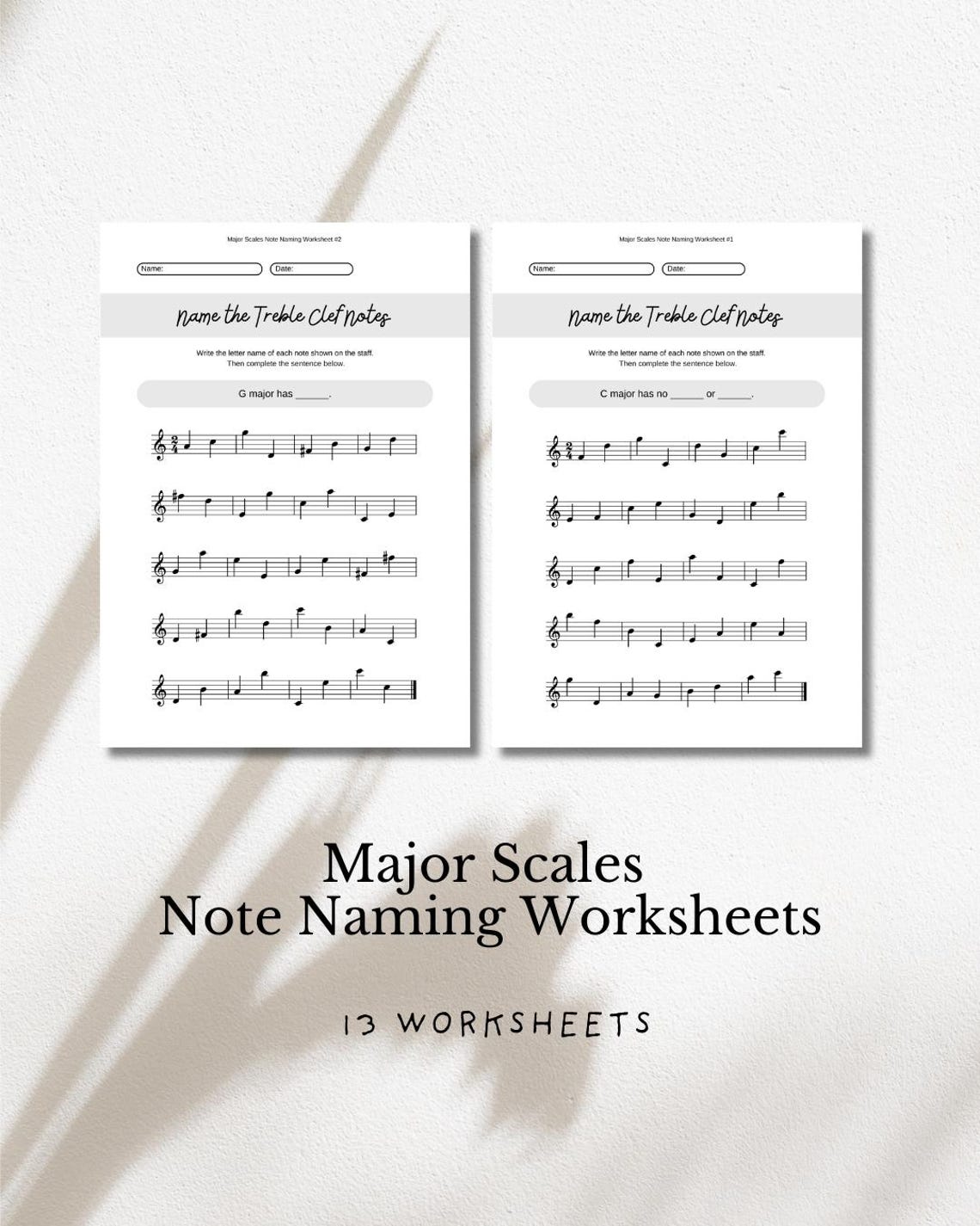 Major Scales Note Naming Worksheets | Piano Theory Practice | 13 ...