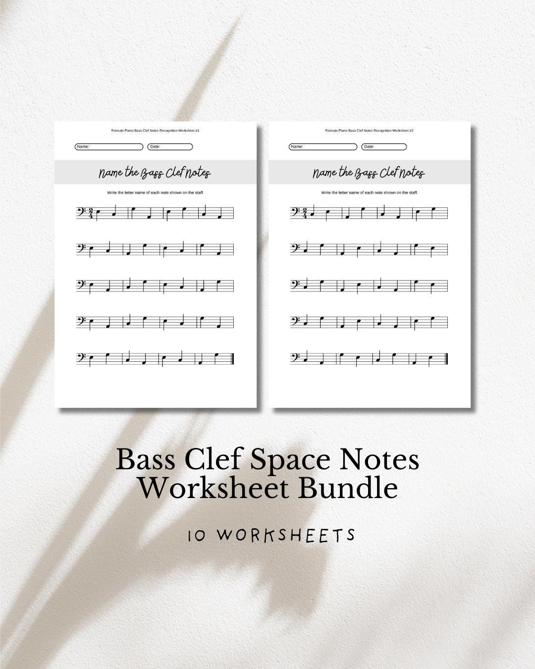 Bass Clef Music Note Worksheet | Piano Theory Practice (PDF Download ...
