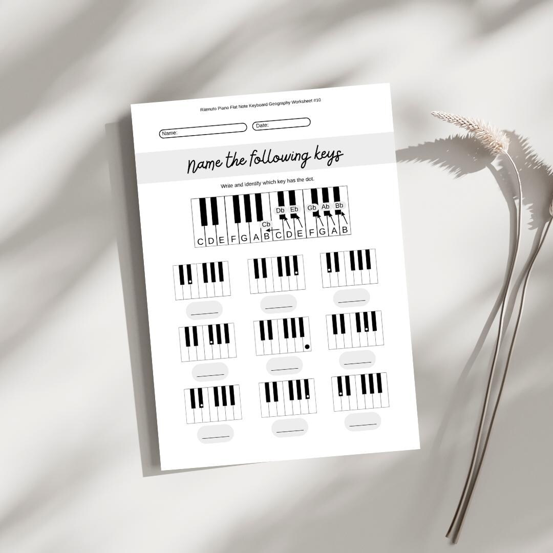 Flats Piano Keyboard Worksheets | 10 Printable Pages | Identify Flat ...