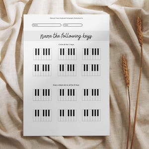 Piano Note Identification Worksheet – Circle & Dot Single Keys on ...