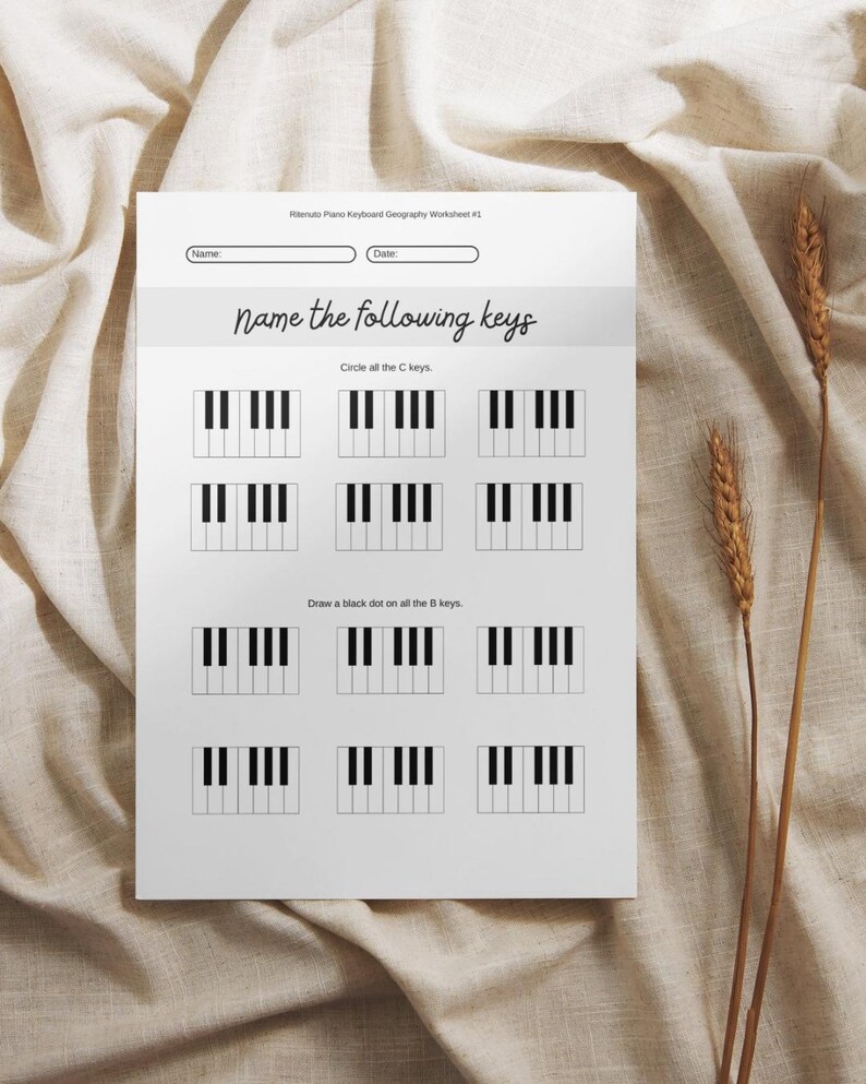 Piano Note Identification Worksheet – Circle & Dot Single Keys on ...