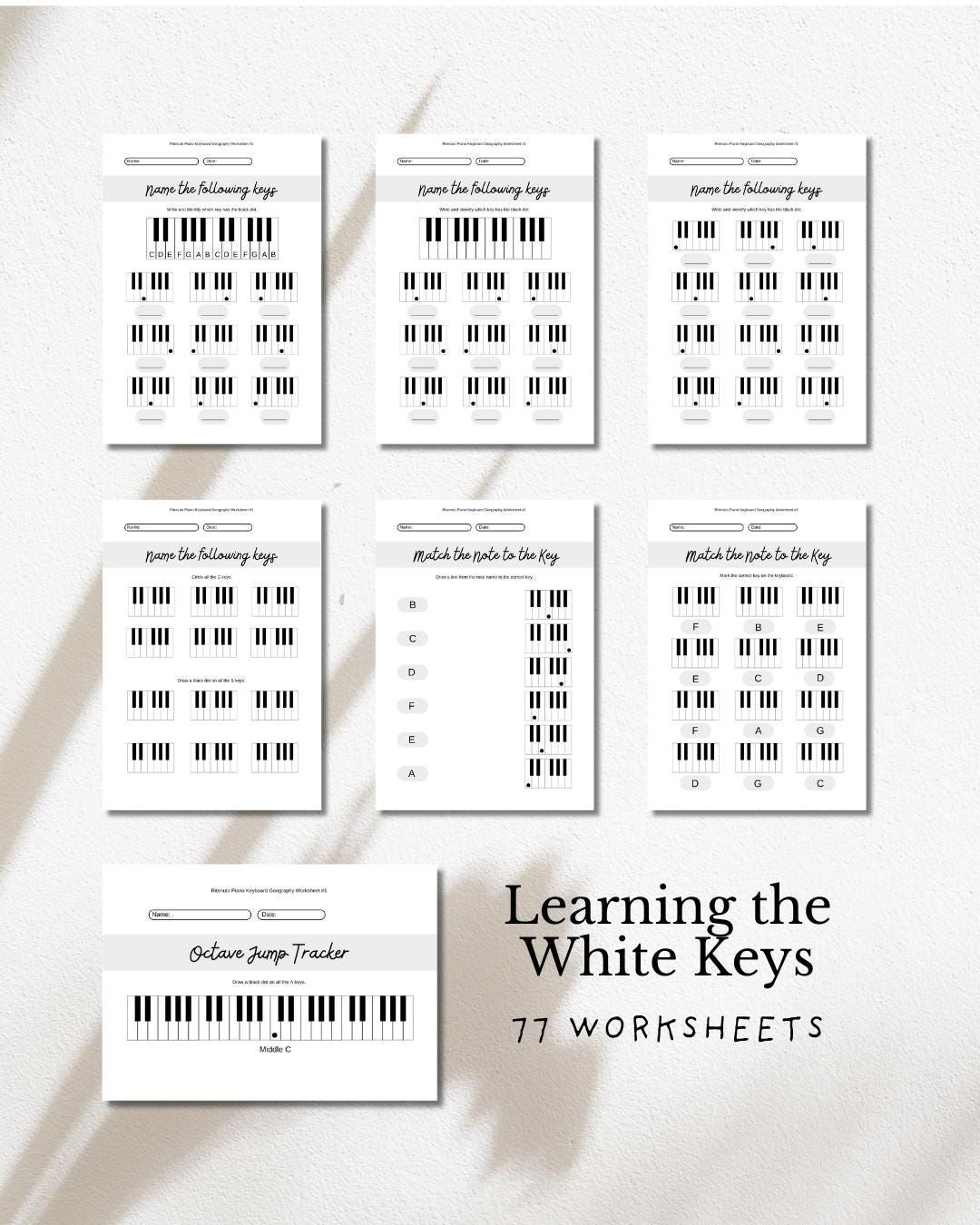 77 Piano Worksheets for Kids – Keyboard Geography PDF – Note Names ...