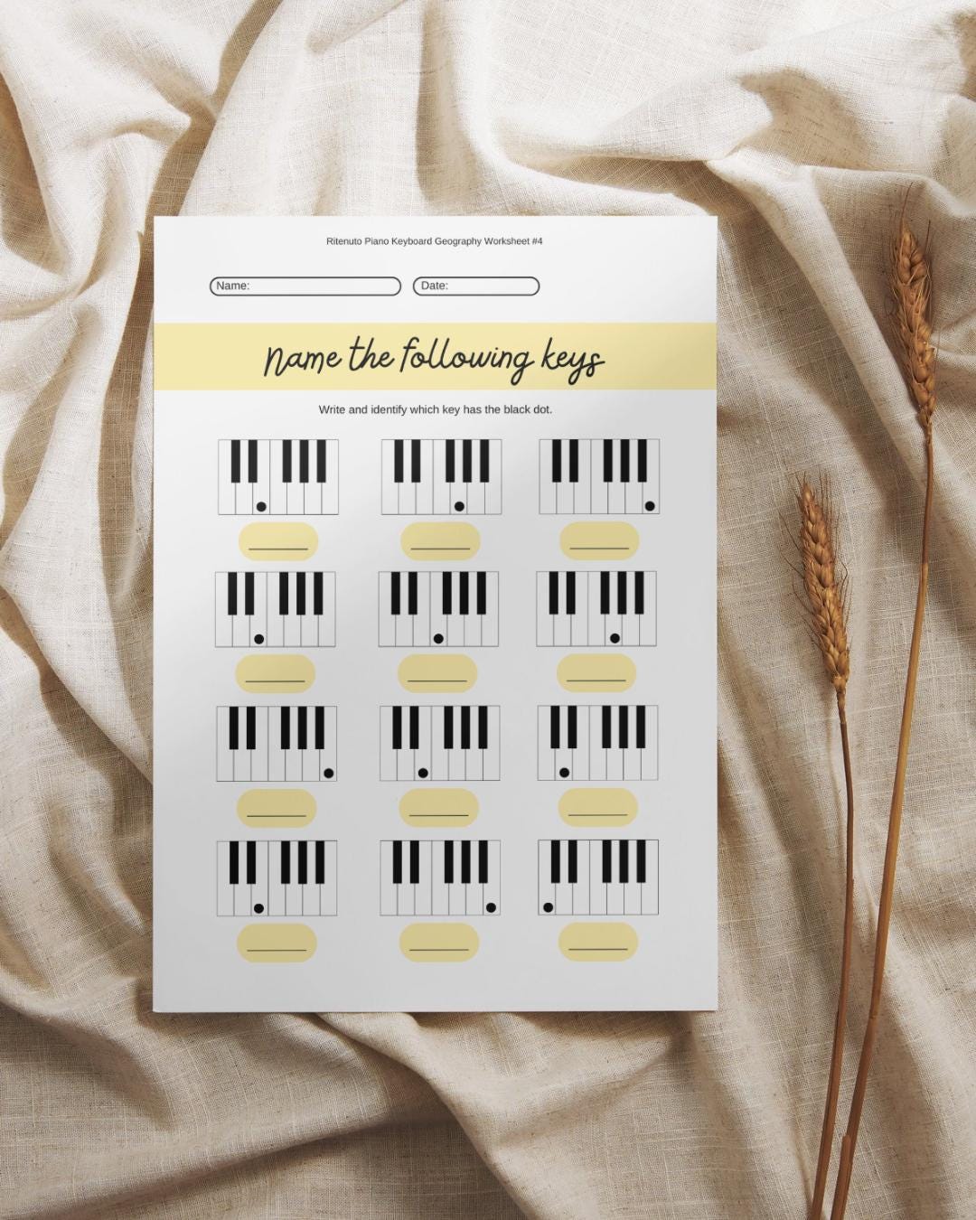Piano Keyboard Geography Worksheets: Music Theory Printables (PDF ...
