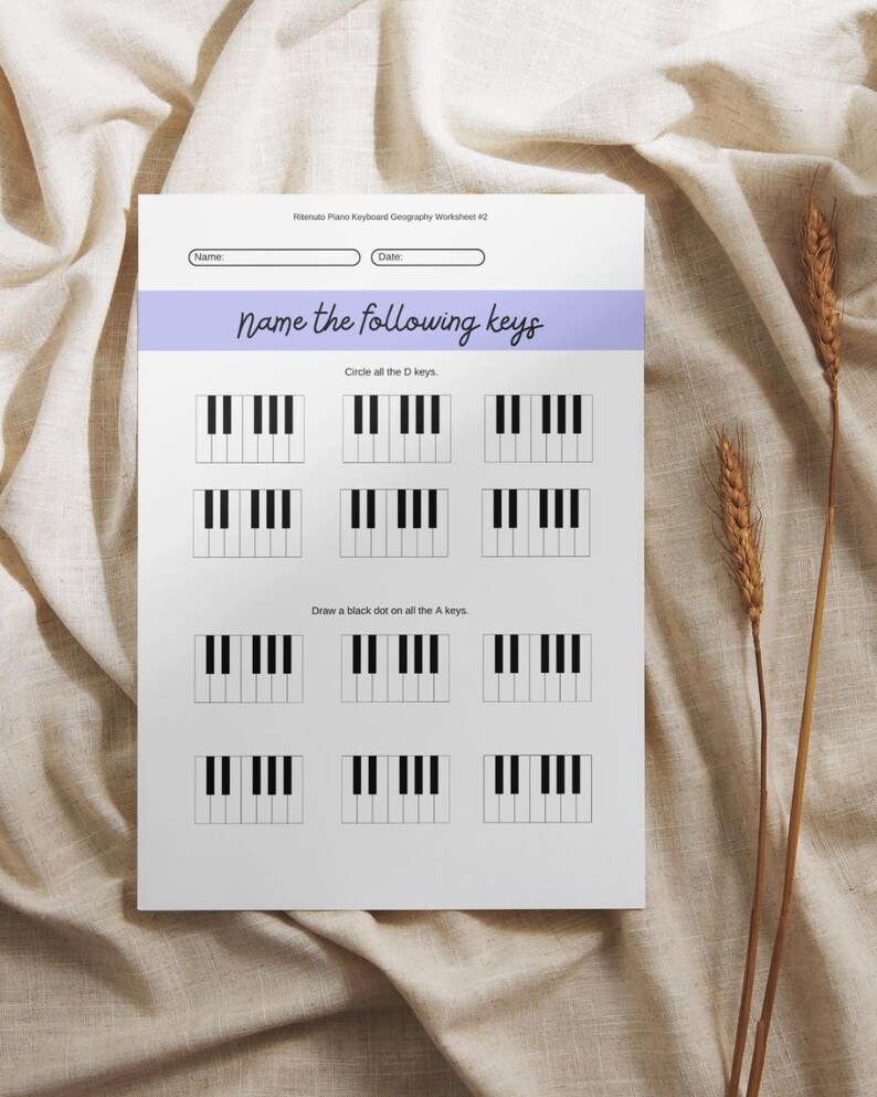 77 Color Piano Worksheets for Kids – Keyboard Geography PDF Bundle ...