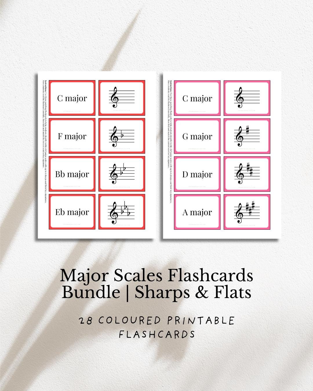 Major Scales Flashcards Bundle | Sharps & Flats | Piano Key Signatures ...
