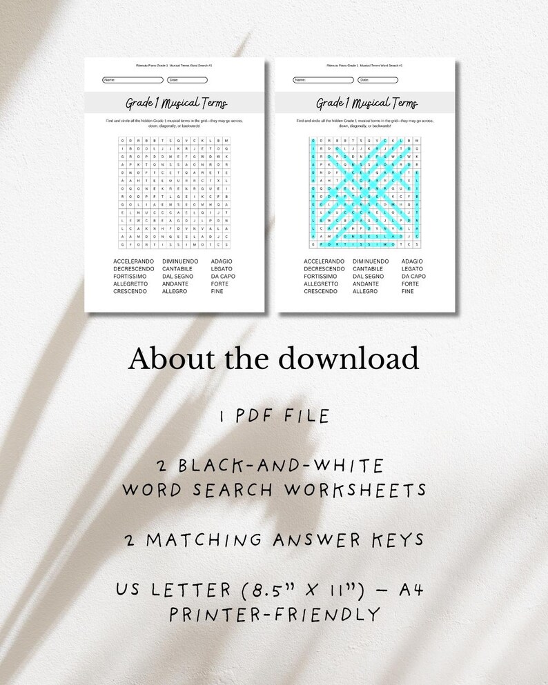 ABRSM Grade 1 Music Terms Word Search – Printable Music Theory ...