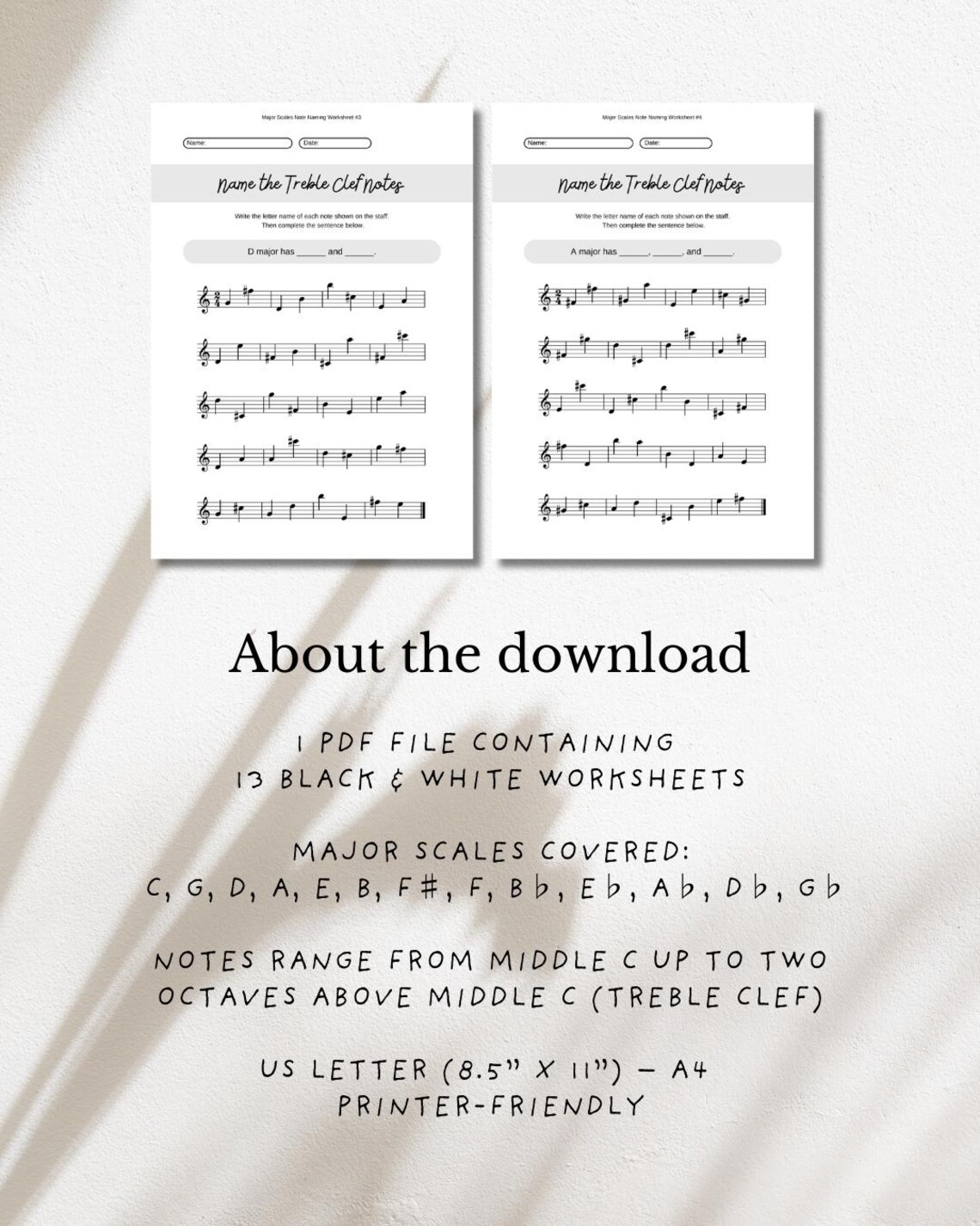 Major Scales Note Naming Worksheets | Piano Theory Practice | 13 ...