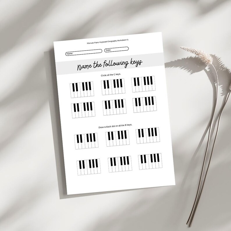 Piano Note Identification Worksheet – Circle & Dot Single Keys on ...