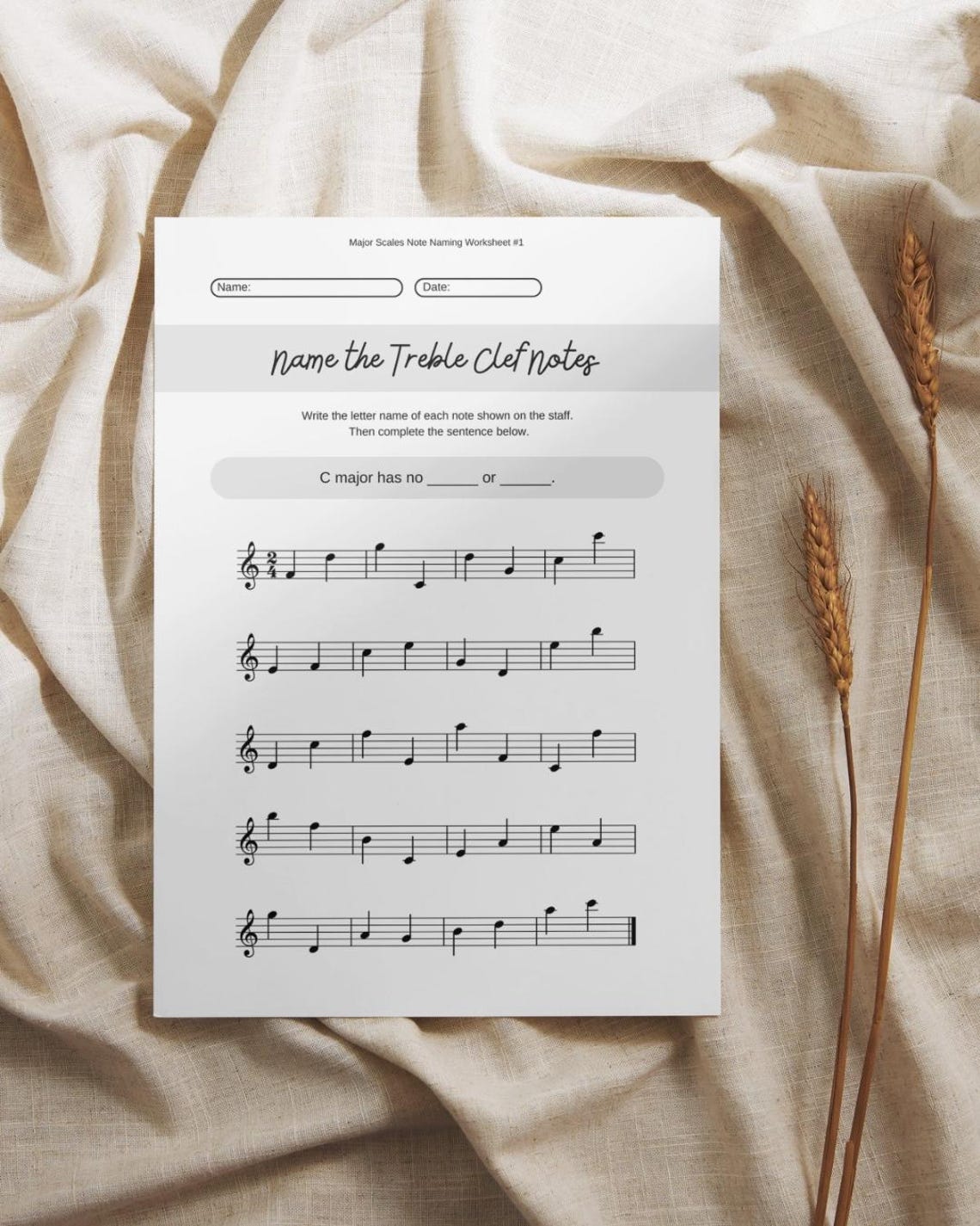 Major Scales Note Naming Worksheets | Piano Theory Practice | 13 ...