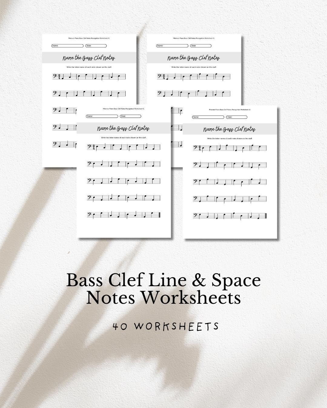 Bass Clef Note Reading Worksheets | Piano Theory Practice PDF Bundle G ...