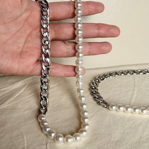 Jordan Li Inspired Pearl and Chain Necklace/choker - Etsy