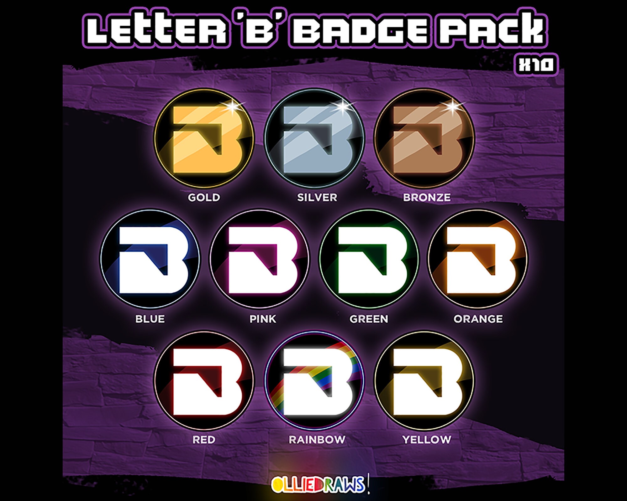 Alphabet Logo/Badge/Emote Pack für Streamer und Abonnenten Buchstabe B ...