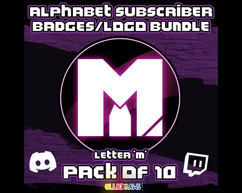 Alphabet Logo/badge/emote Pack for Streamers and Subscribers Letter M ...
