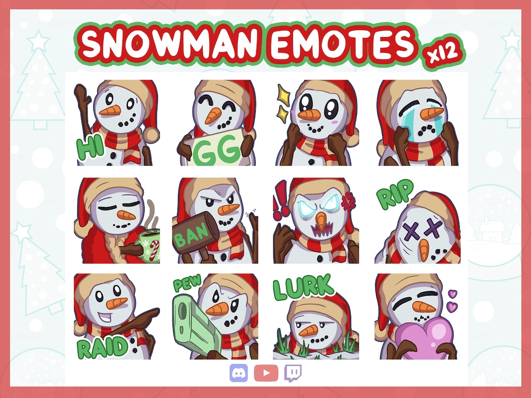 Snowman Emotes | Festive Christmas Emote Pack | 12 Fun Holiday-themed ...