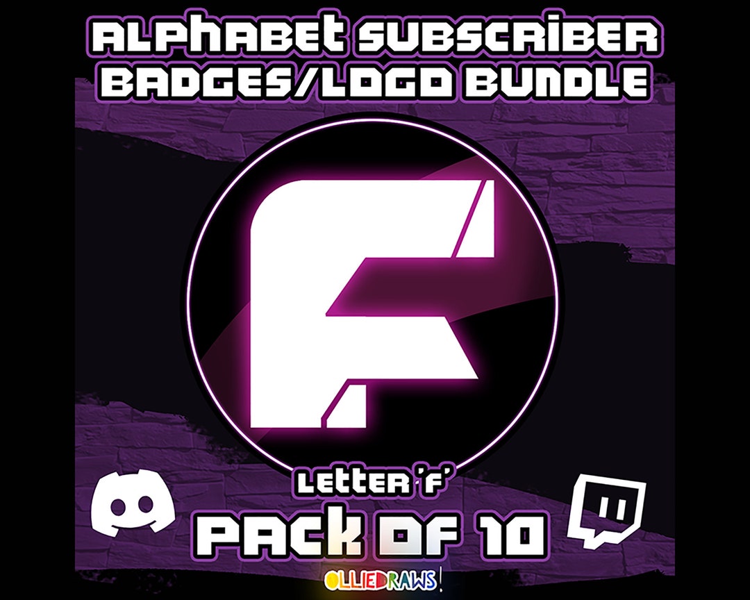 Alphabet Logo/badge/emote Pack for Streamers and Subscribers Letter F ...