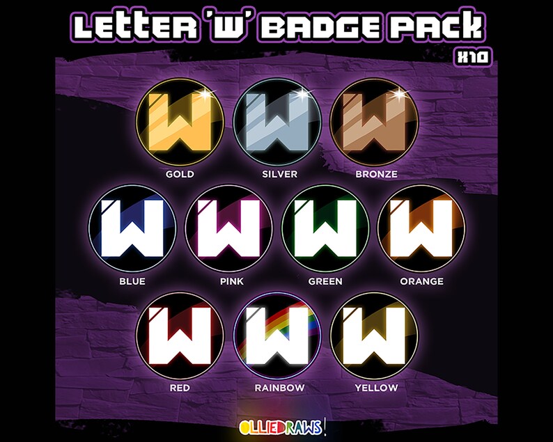 Alphabet Logo/badge/emote Pack for Streamers and Subscribers Letter W ...