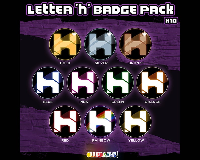 Alphabet Logo/badge/emote Pack for Streamers and Subscribers Letter H ...